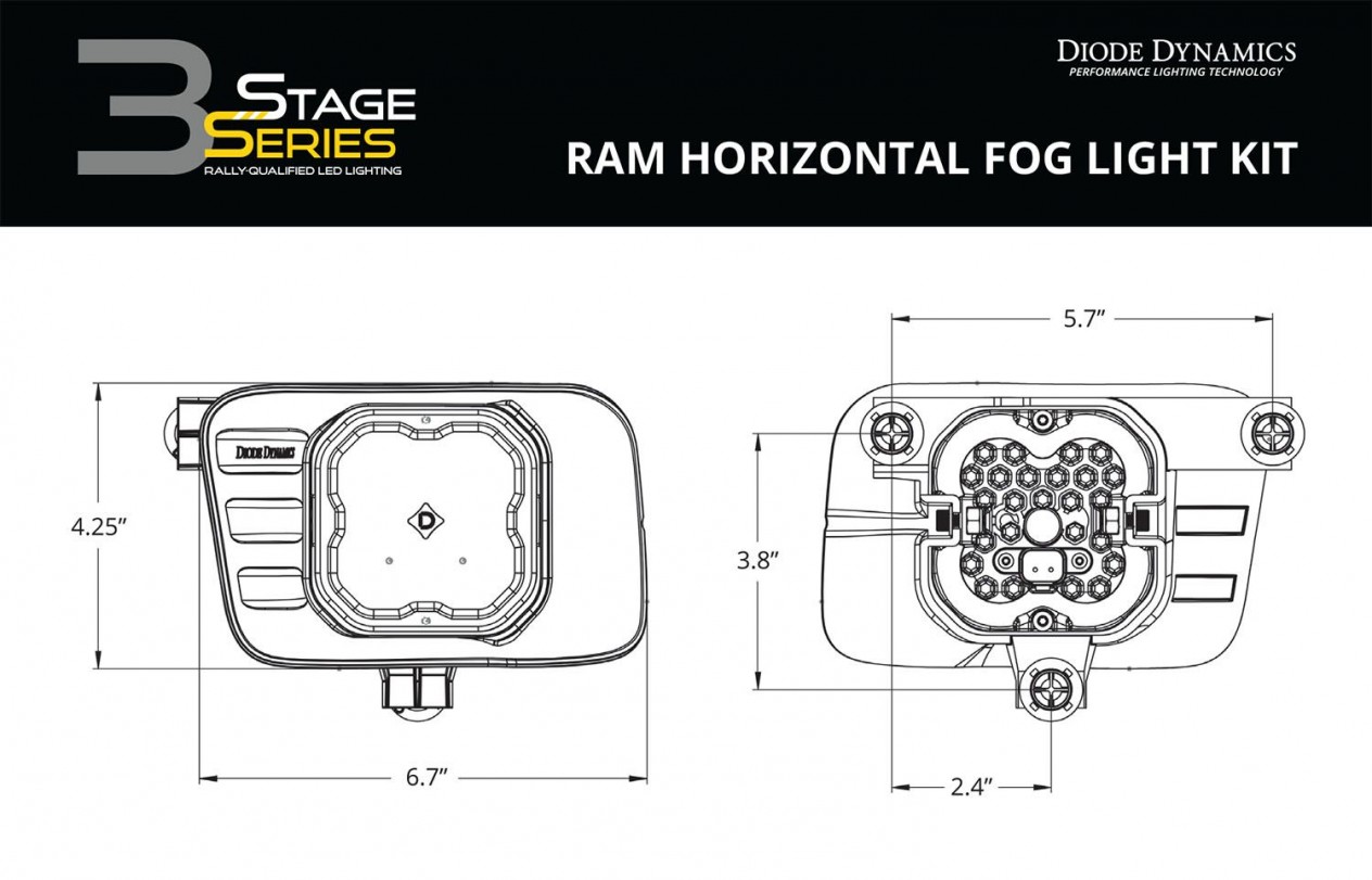 Diode Dynamics SS3 SAE/DOT Ram Horizontal Fog Light Kit - Winnipeg HID