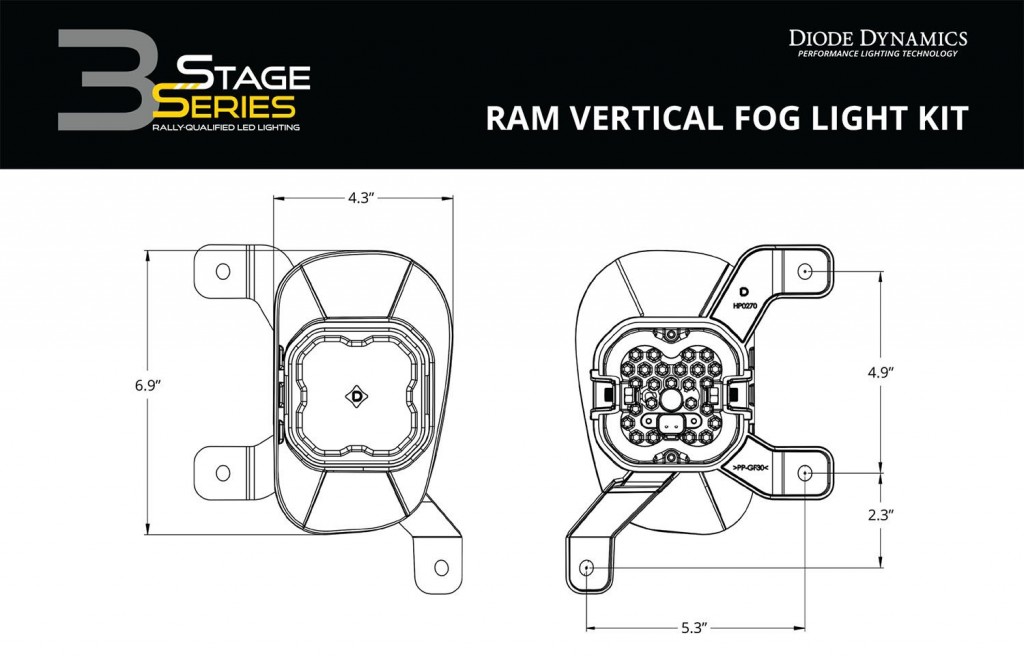 Diode Dynamics SS3 SAE/DOT Ram Vertical Fog Light Kit - Winnipeg HID